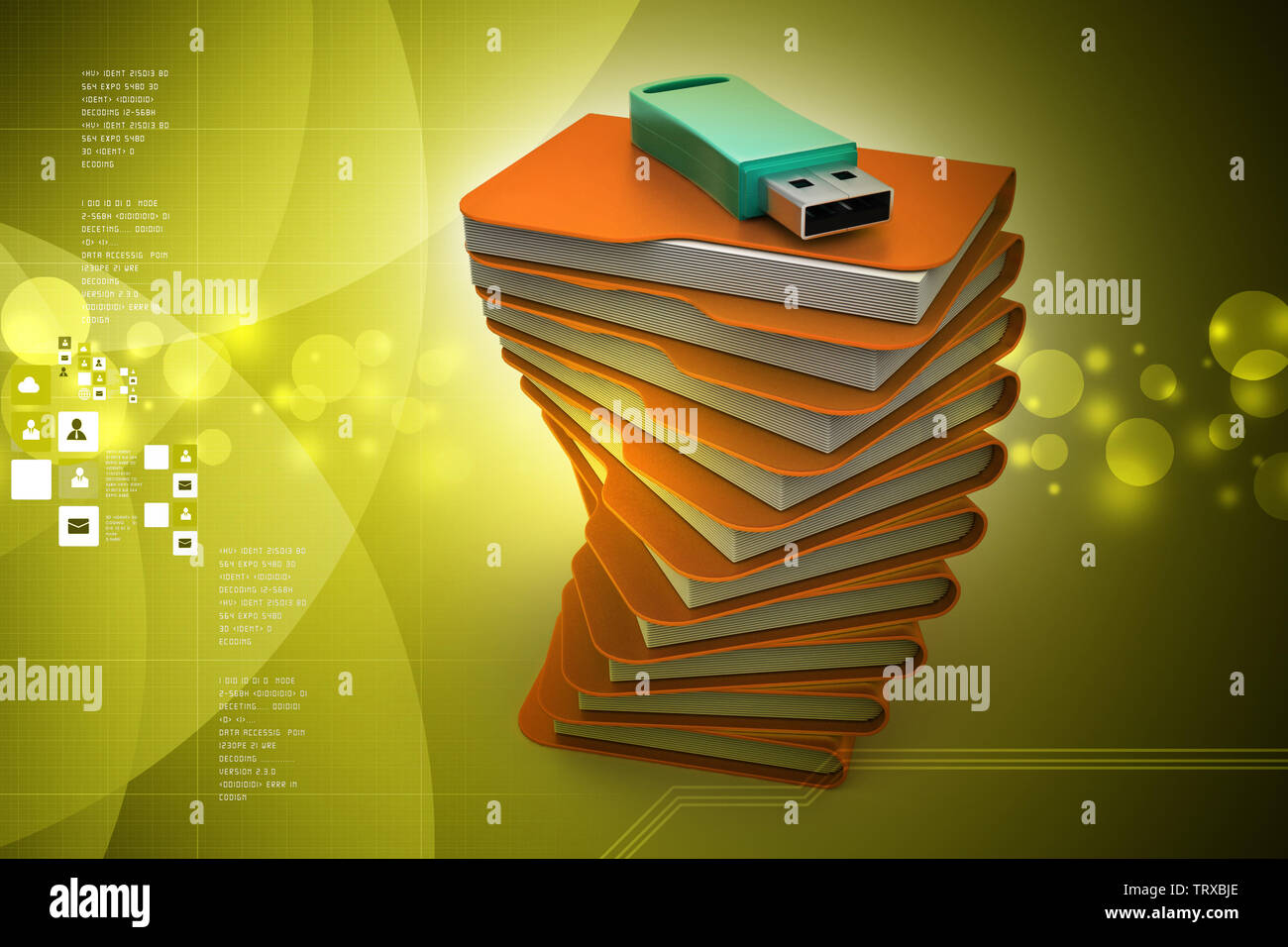 Usb drive with file folder Stock Photo - Alamy