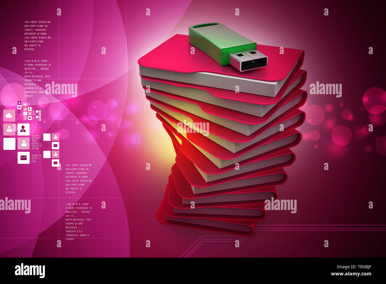 Usb drive with file folder Stock Photo - Alamy