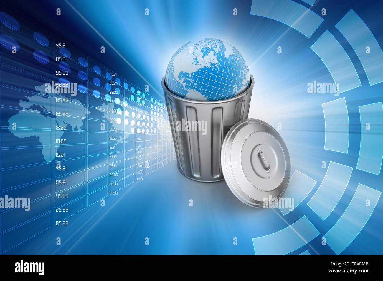 Globe in trash bin Stock Photo - Alamy