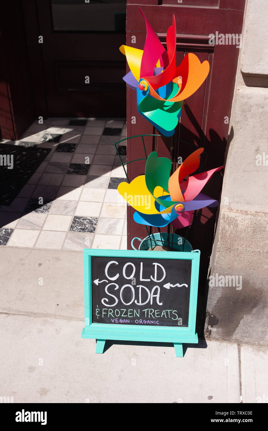 Cold soda & Frozen treats sign, Victoria BC Canada Stock Photo - Alamy