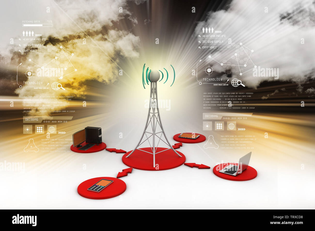 Signal tower with networking Stock Photo - Alamy