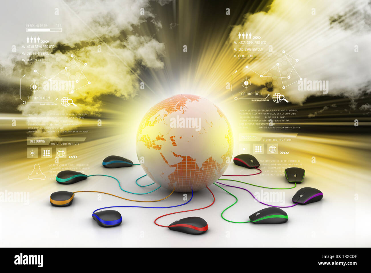 Globe connecting with computer mouse Stock Photo - Alamy