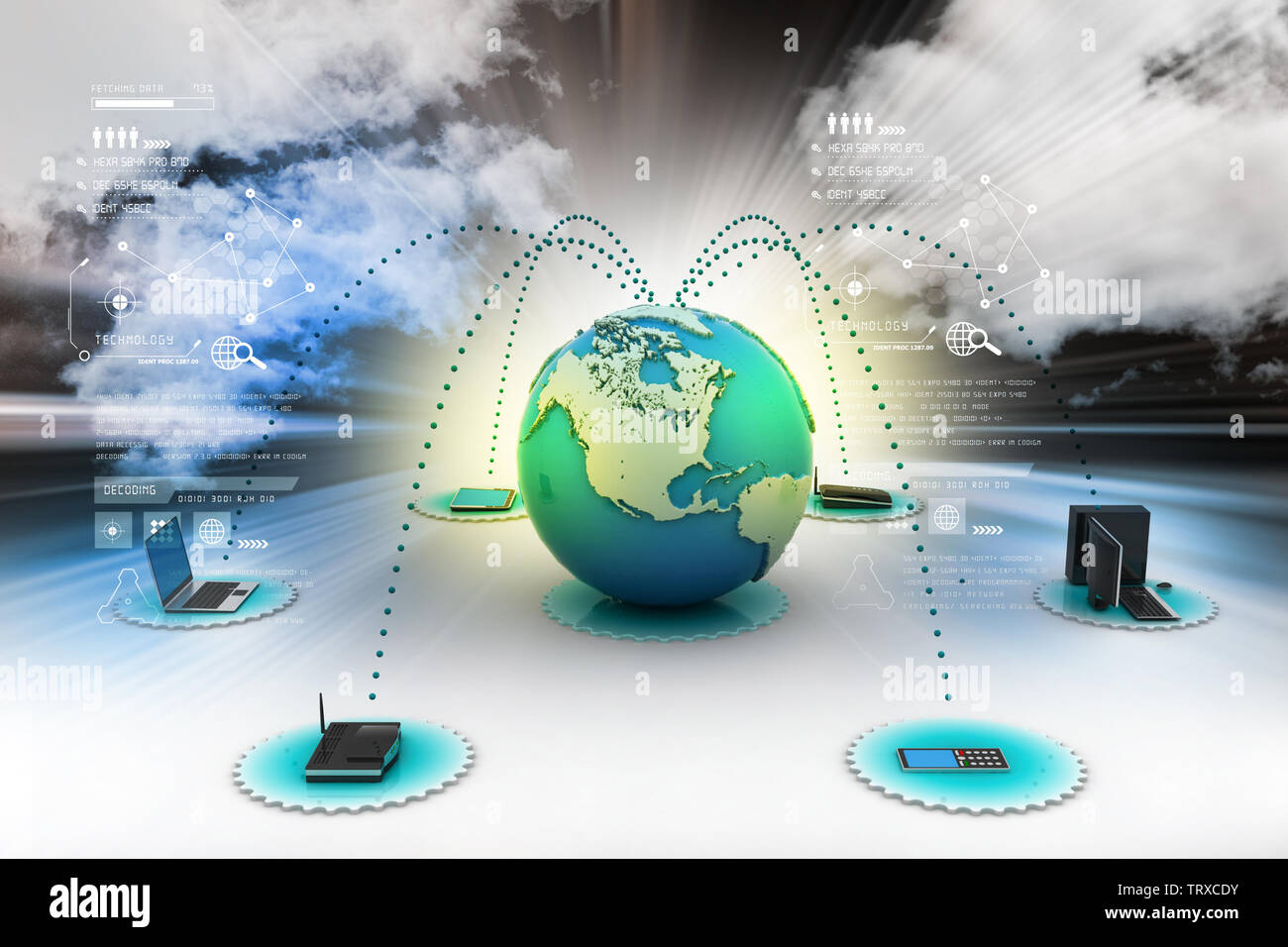 computer networking with globe Stock Photo - Alamy