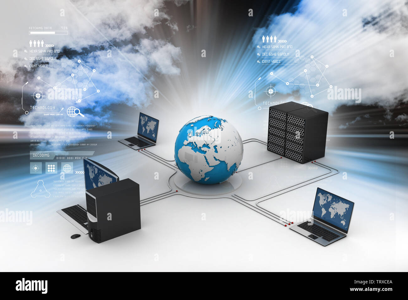 computer networking with globe Stock Photo - Alamy