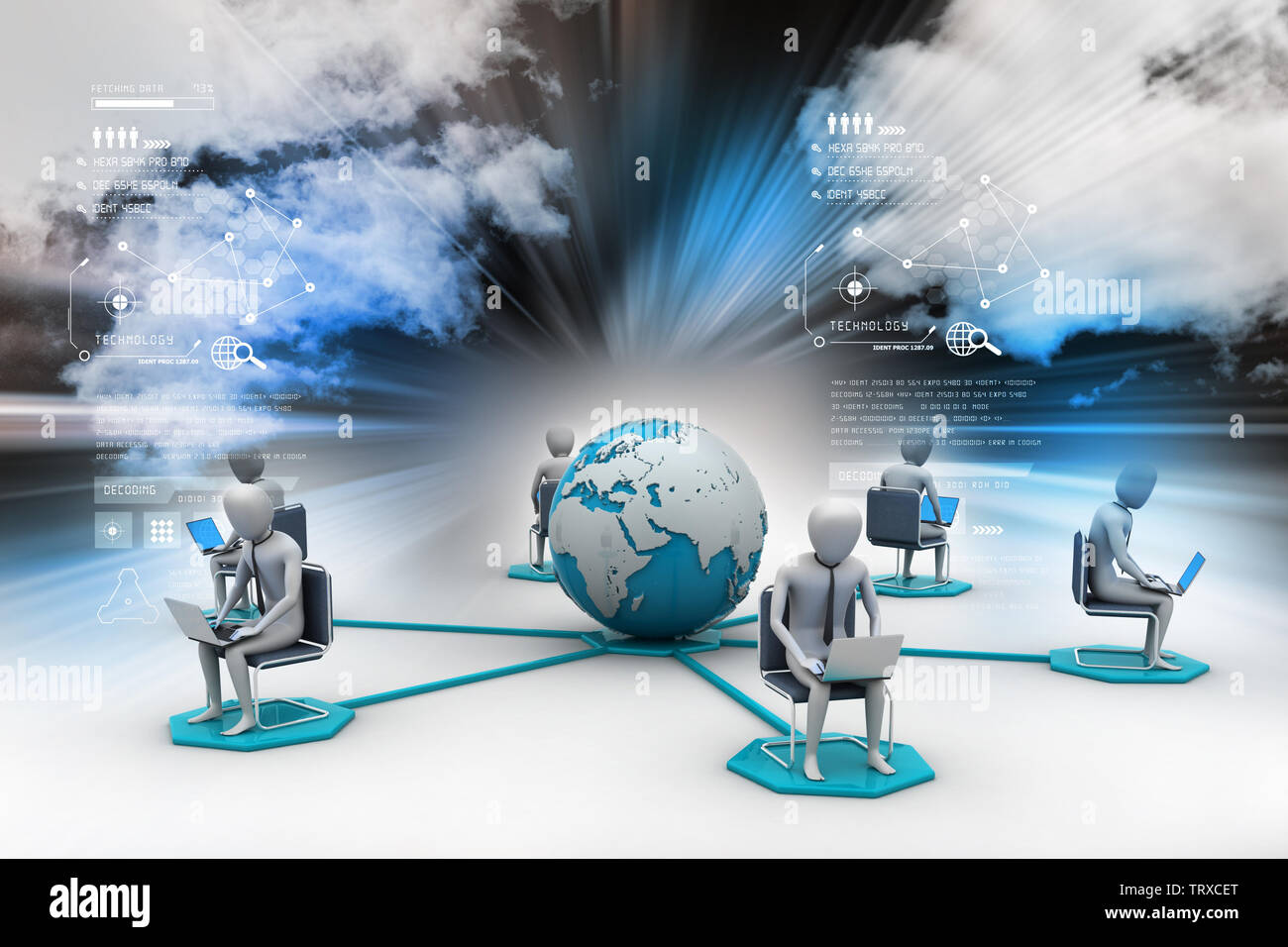 Networking people with globe Stock Photo - Alamy