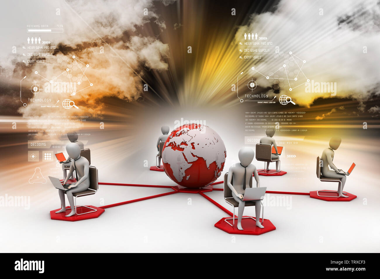 Networking people with globe Stock Photo - Alamy