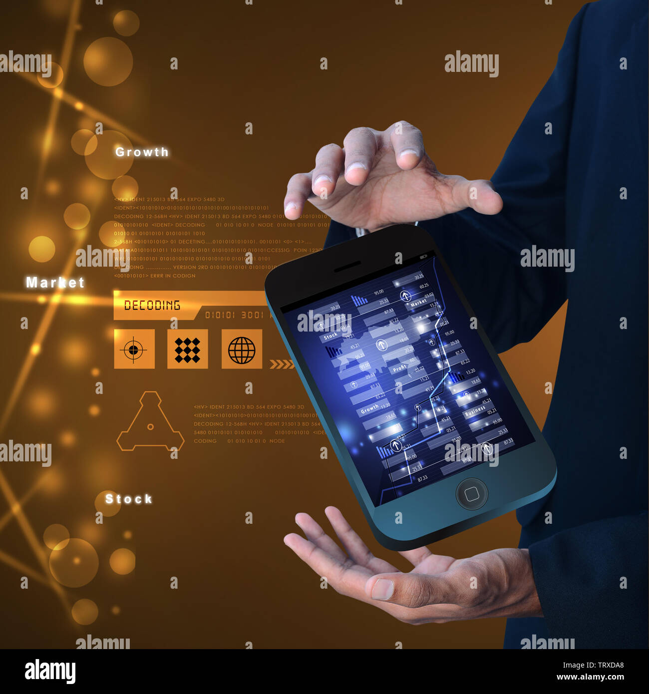 Smart hand showing modern smart phone Stock Photo - Alamy