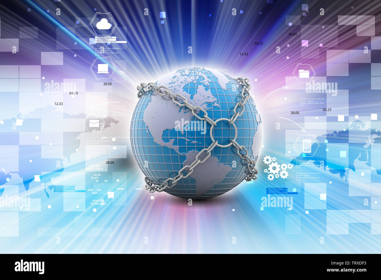 Earth globe close in chain Stock Photo - Alamy