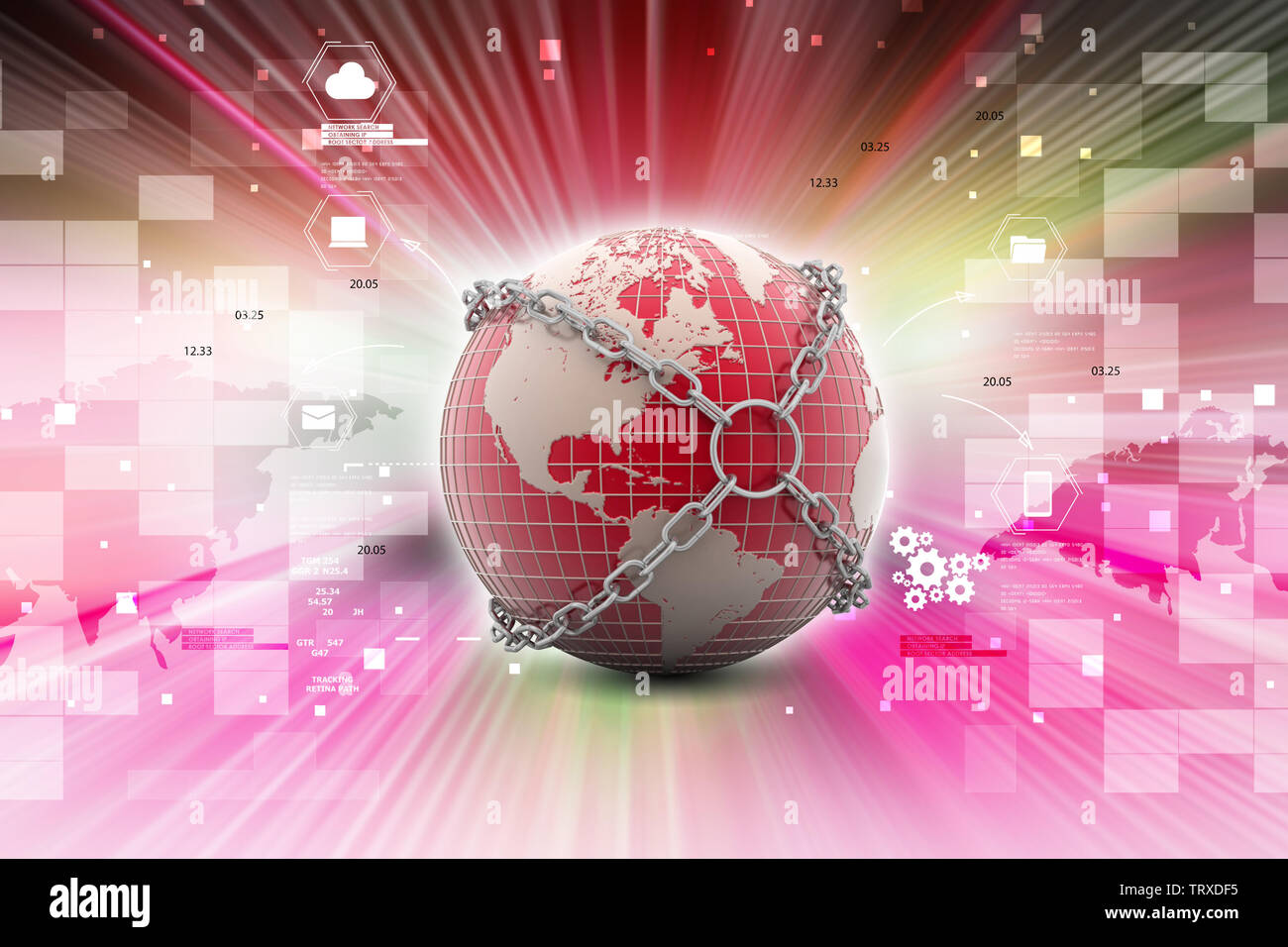 Earth globe close in chain Stock Photo - Alamy