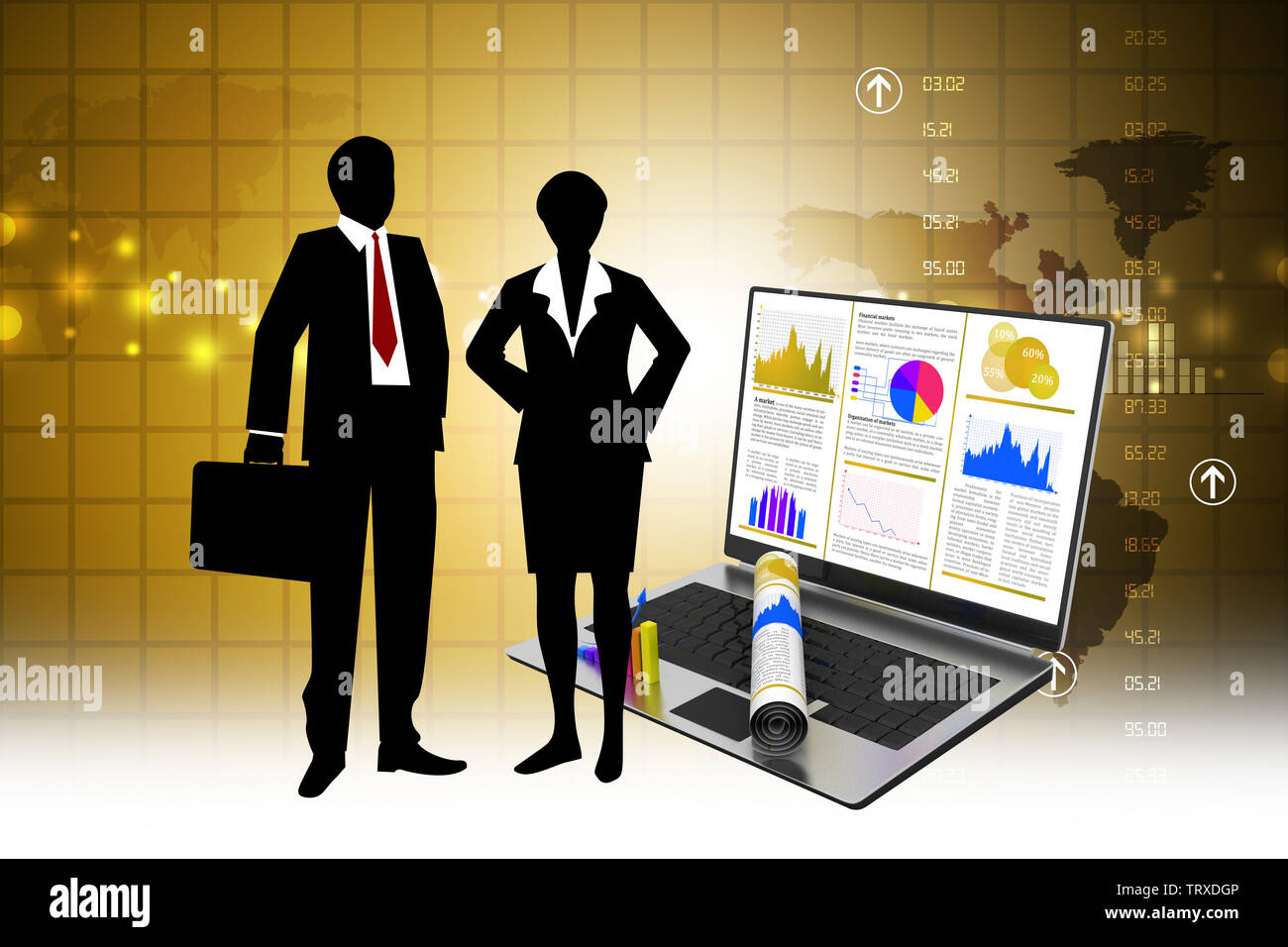 Laptop showing a financial report Stock Photo - Alamy