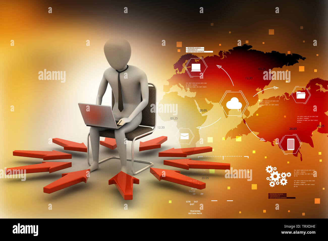 3d man working on laptop Stock Photo - Alamy