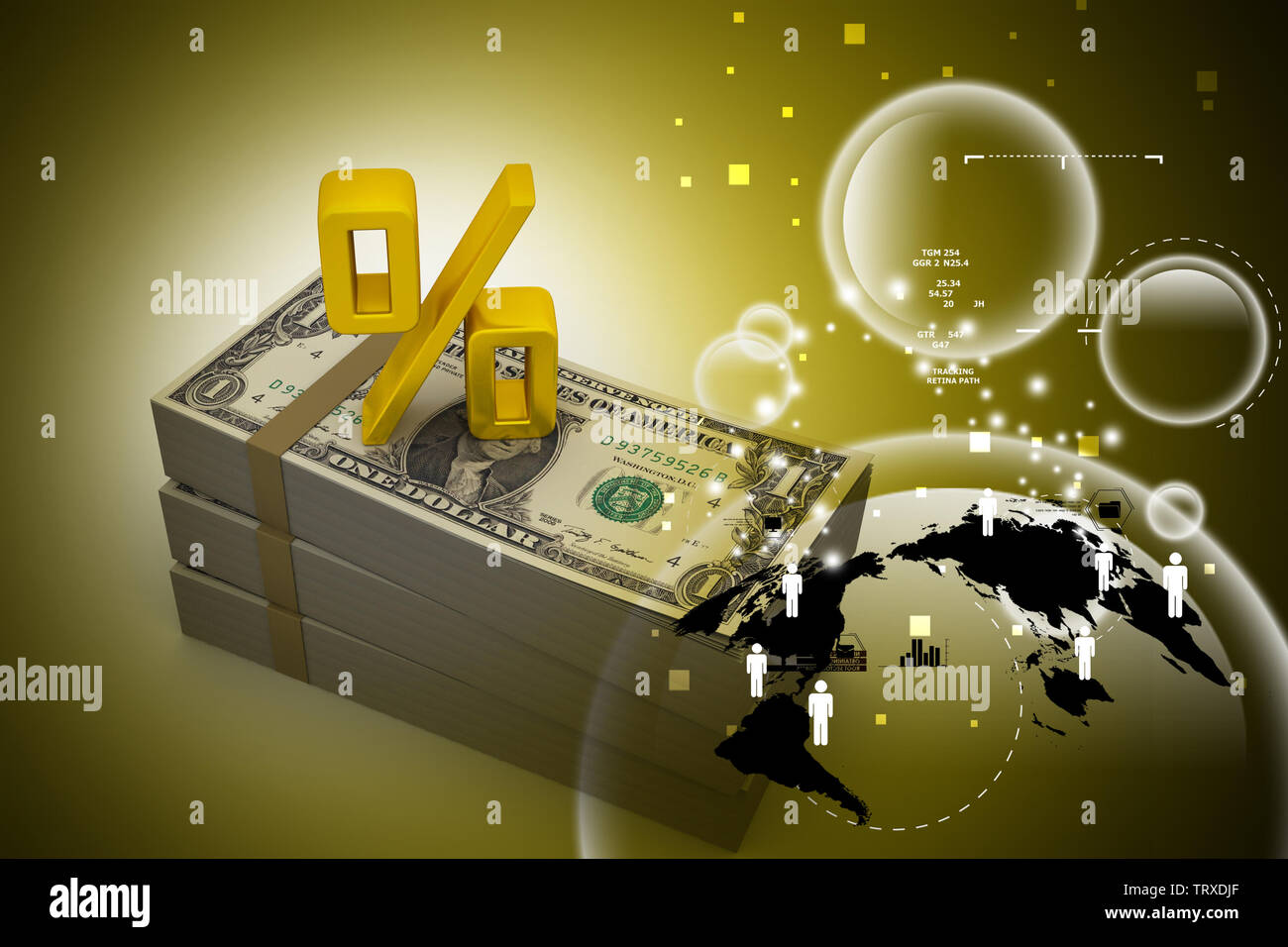 Dollar notes with percentage sign Stock Photo - Alamy