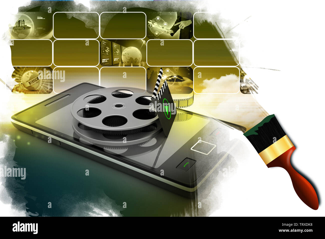 Smart phone with reel Stock Photo - Alamy