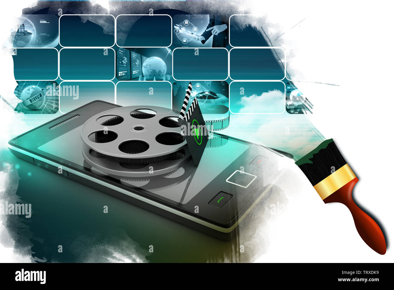 Smart phone with reel Stock Photo - Alamy