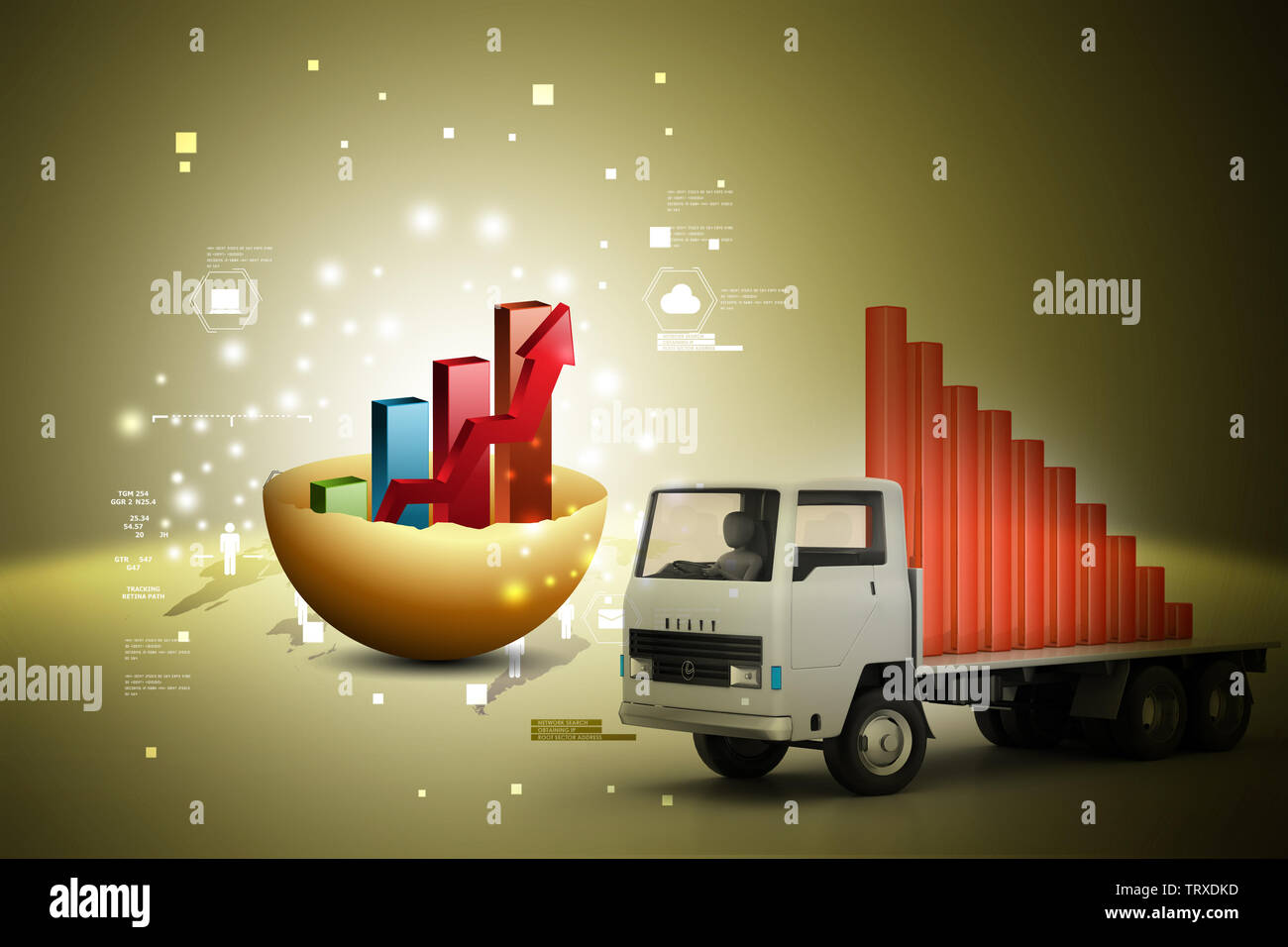 Transportation of business graph in truck Stock Photo - Alamy
