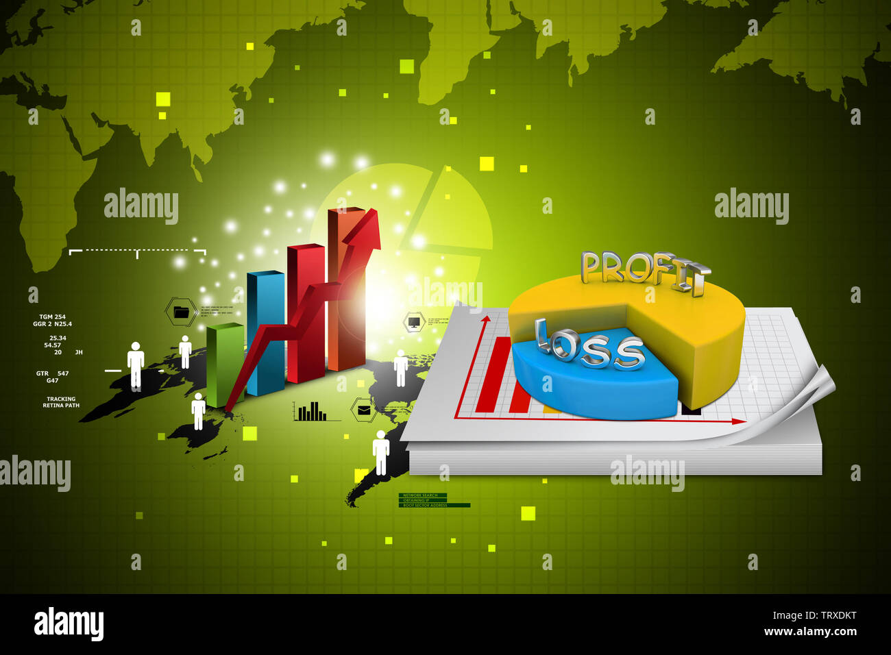 profit and losses pie chart Stock Photo - Alamy