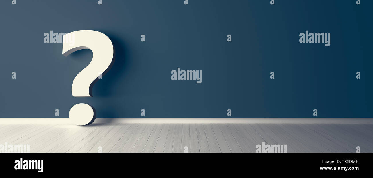 question mark in emty room - Illustration Stock Photo - Alamy