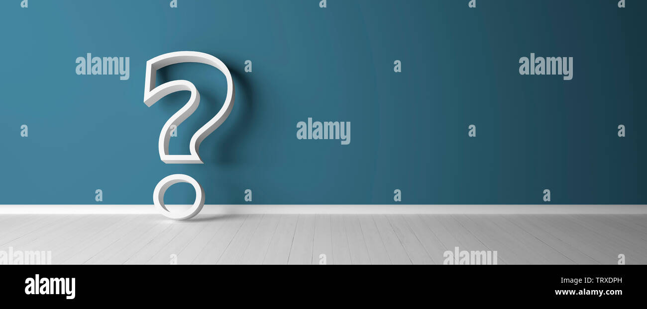 question mark in emty room - Illustration Stock Photo - Alamy