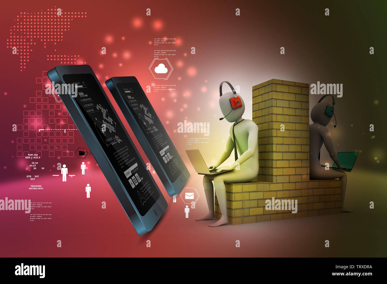 3d people working in laptop Stock Photo - Alamy