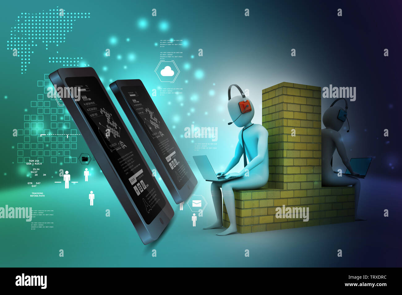 3d people working in laptop Stock Photo - Alamy