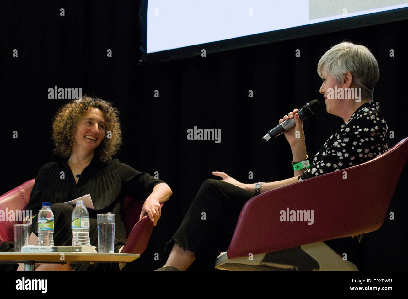 Amy Raphael on stage with Tracy Thorn at the 2019 Stoke Newington ...