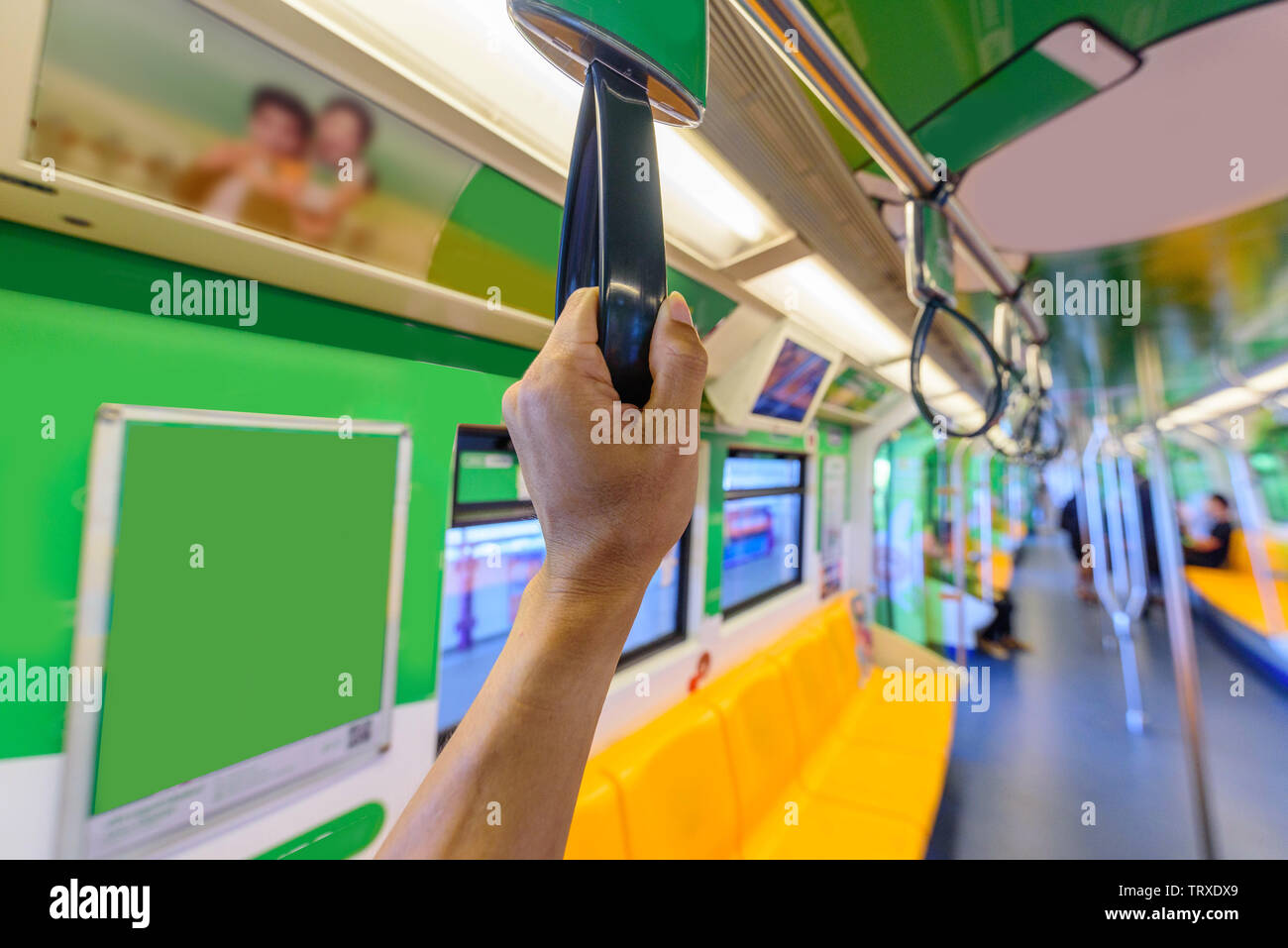 use handle in train in sky train for transport Stock Photo - Alamy