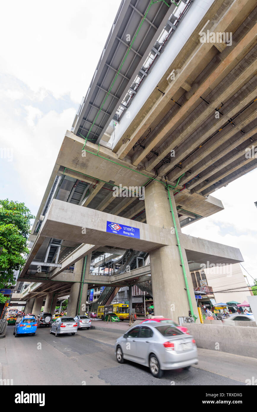 Bangkok , Thailand - 12 June, 2019 : Bangwa Sky train interchange ...