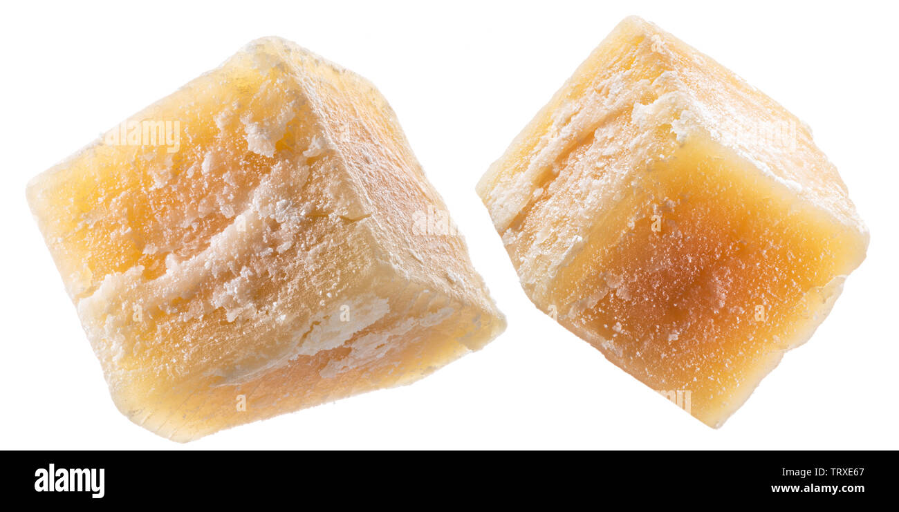 Parmesan cheese cubes isolated on white background. File contains ...