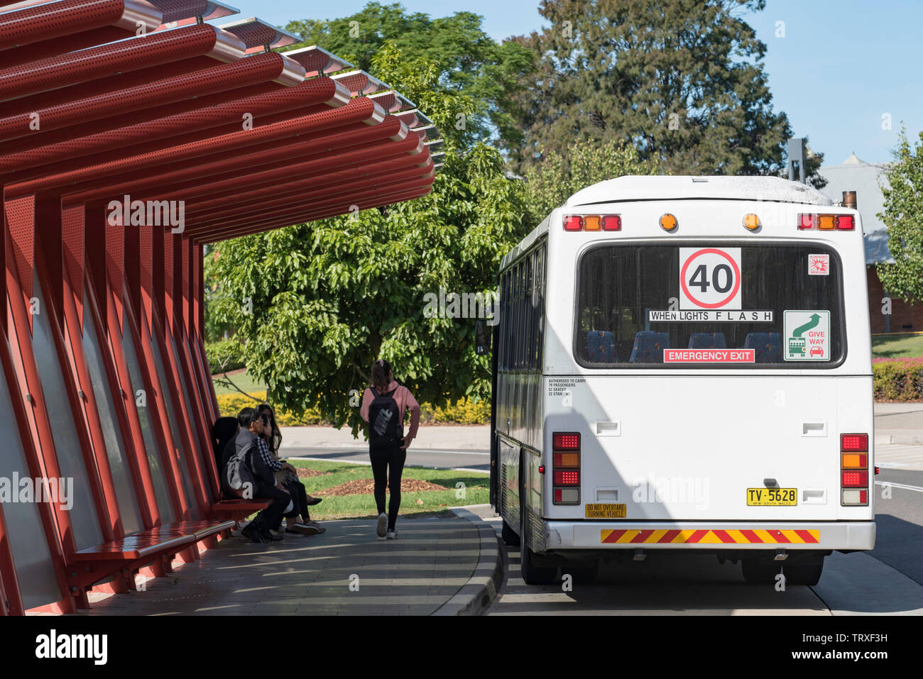 A long bus shelter at Western Sydney University (WSU or UWS ...