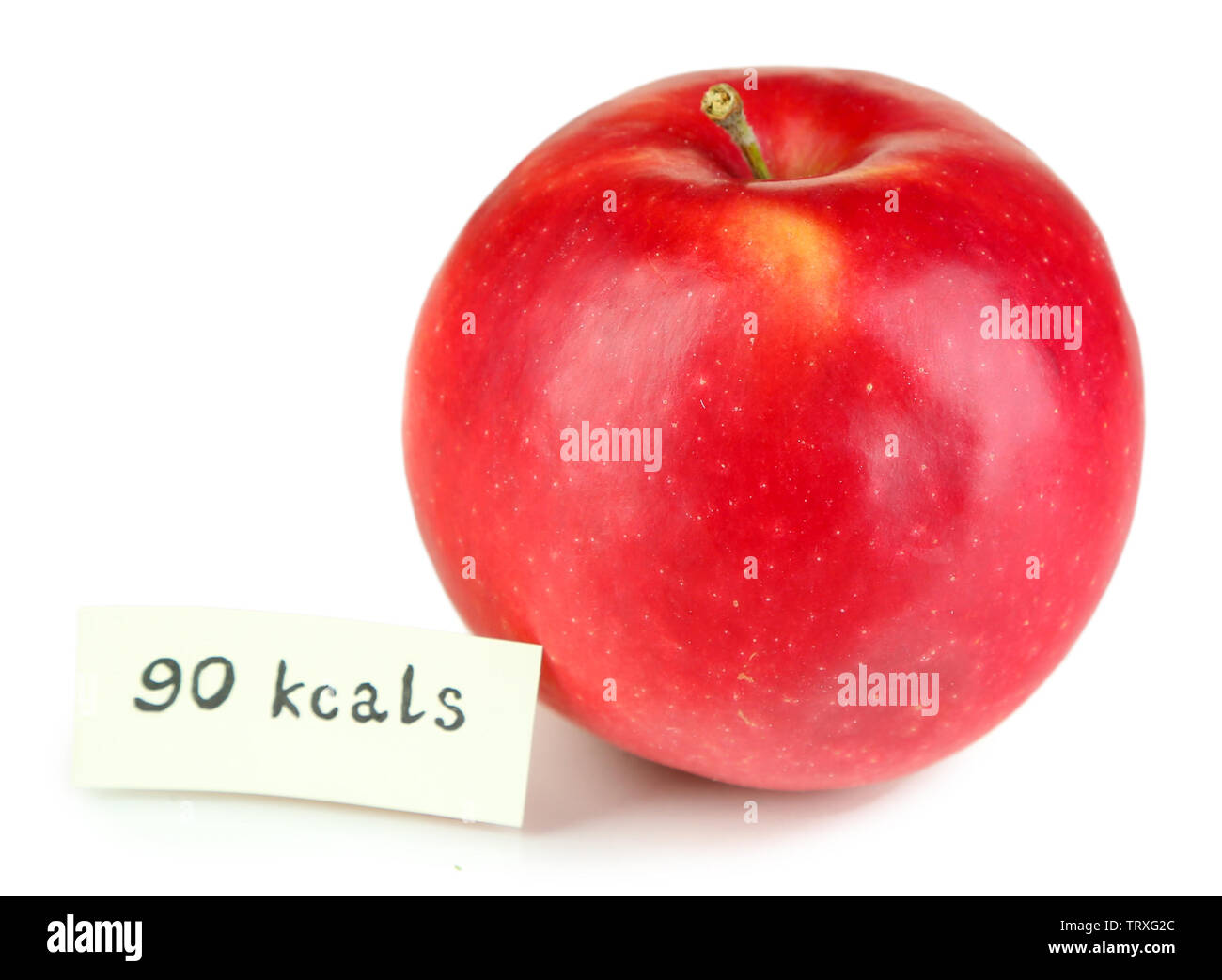 Calorie content of apple isolated on white Stock Photo - Alamy