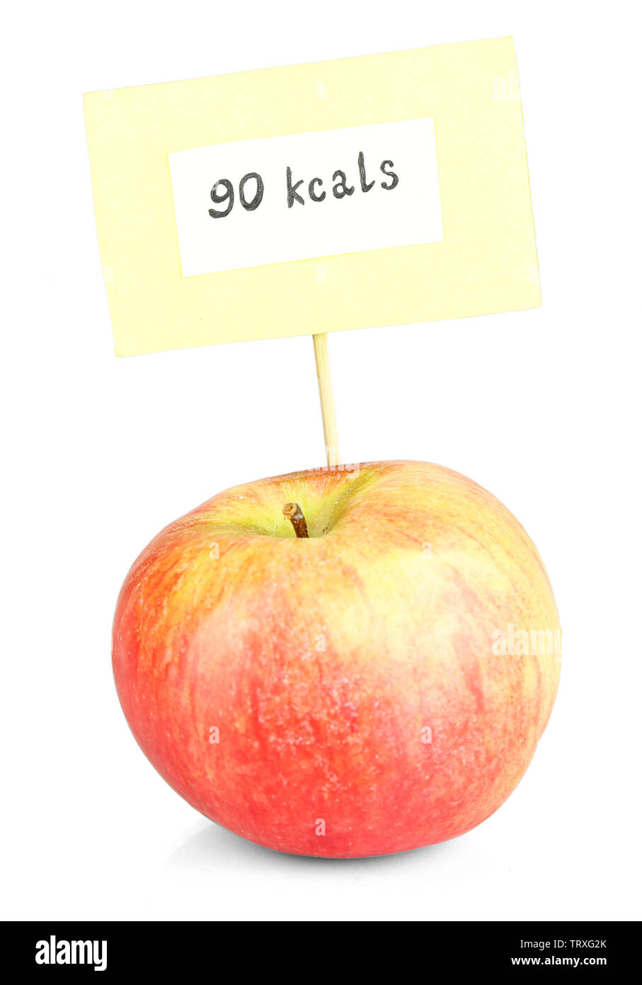 Calorie content of apple isolated on white Stock Photo - Alamy