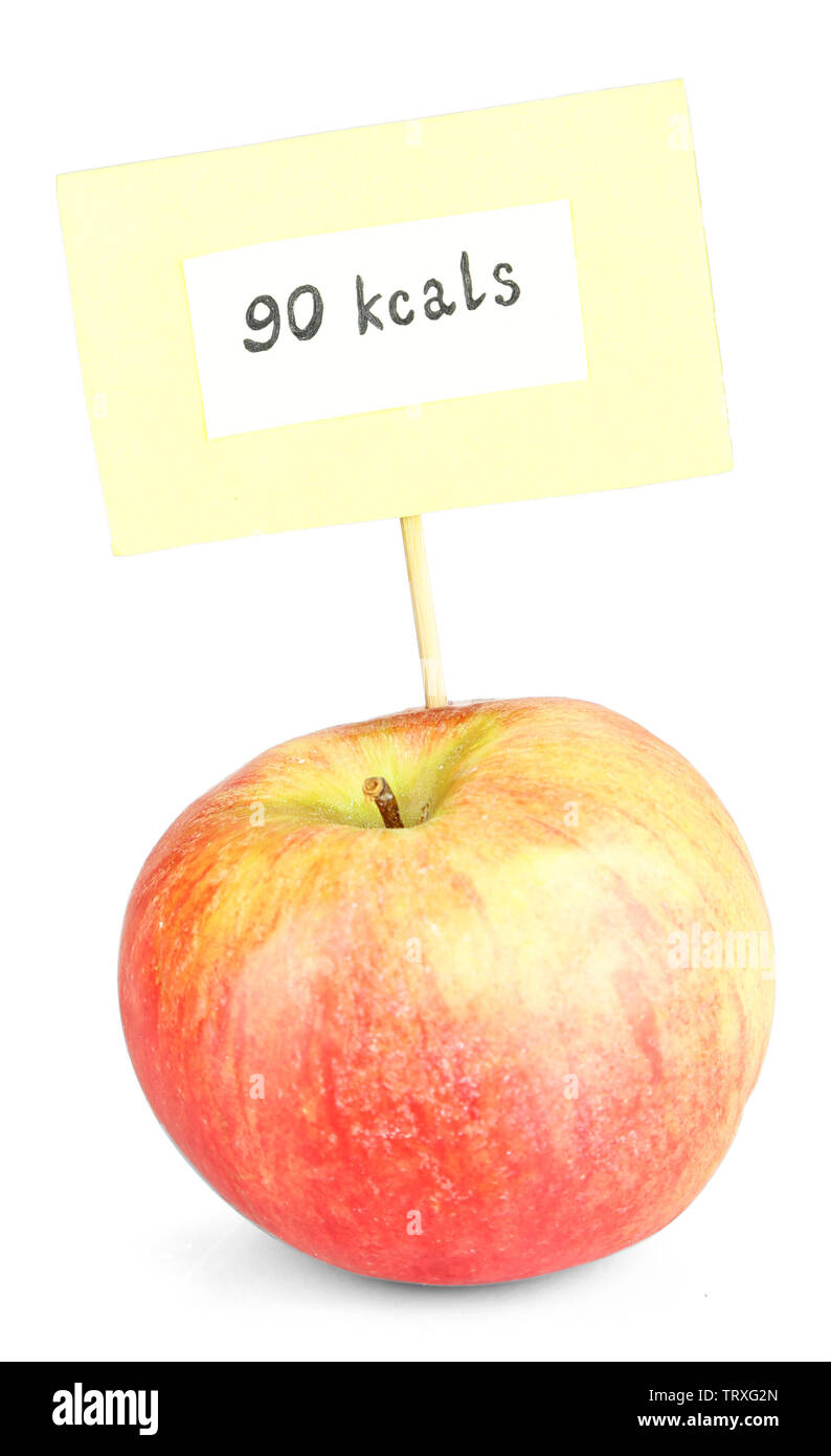 Calorie content of apple isolated on white Stock Photo - Alamy