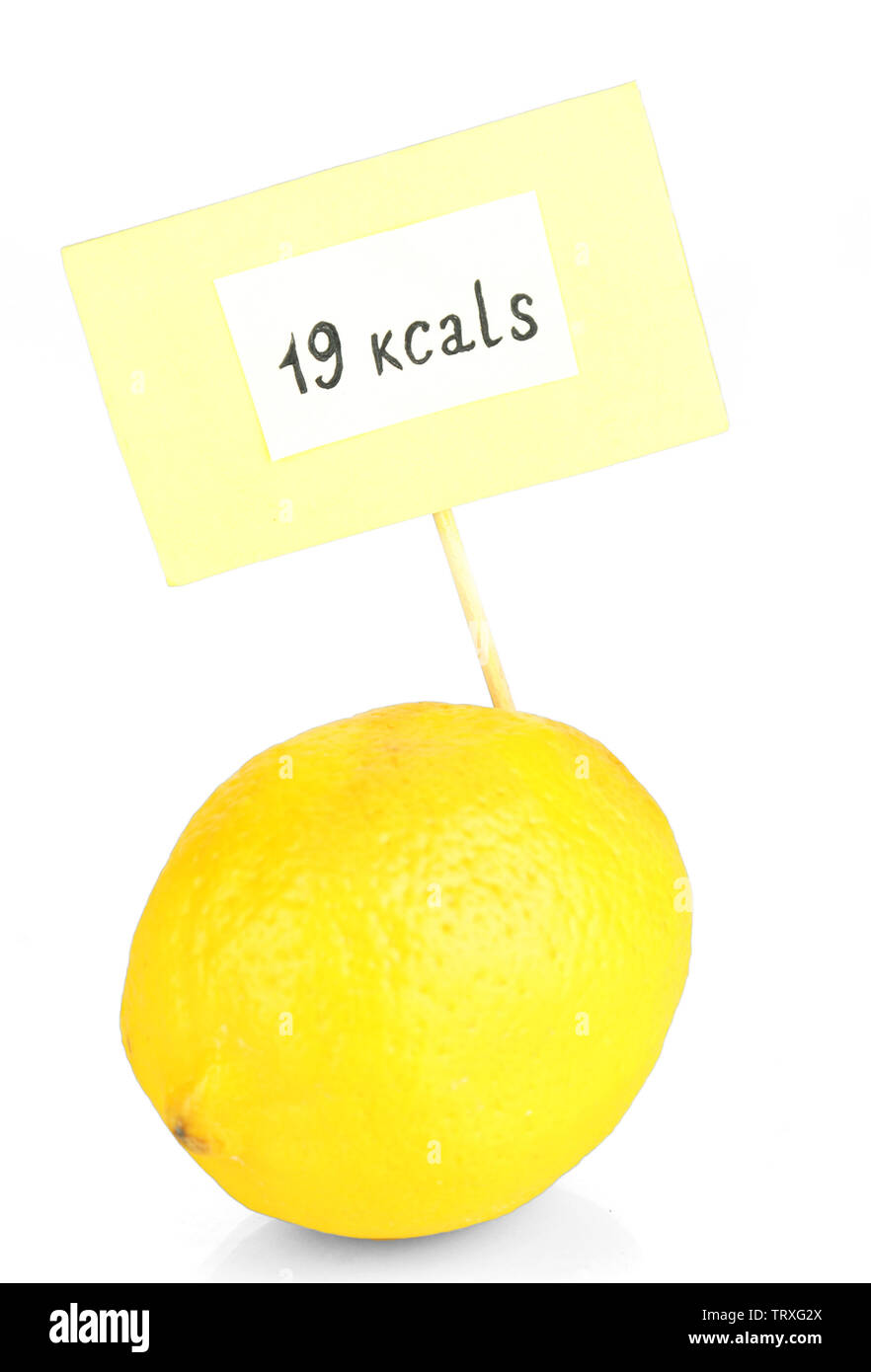 Calorie content of lemon isolated on white Stock Photo - Alamy