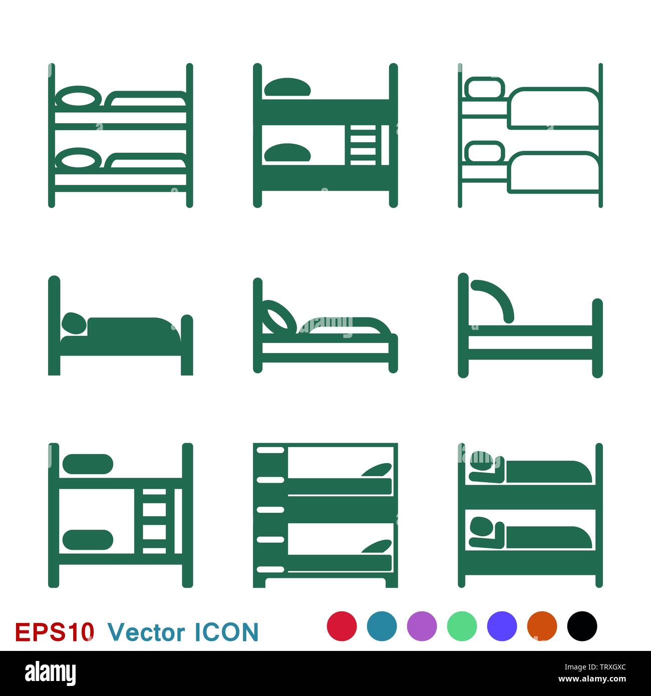 Bed Icon vector. Simple flat symbol. Black pictogram illustration on ...