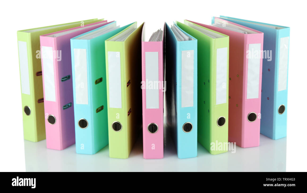 Colorful folders, isolated on white Stock Photo - Alamy