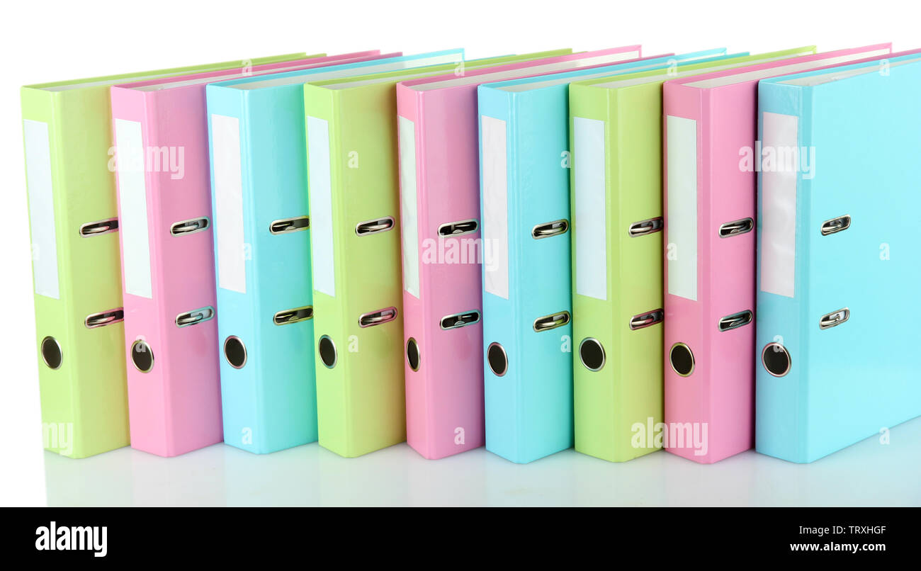 Colorful folders, isolated on white Stock Photo - Alamy