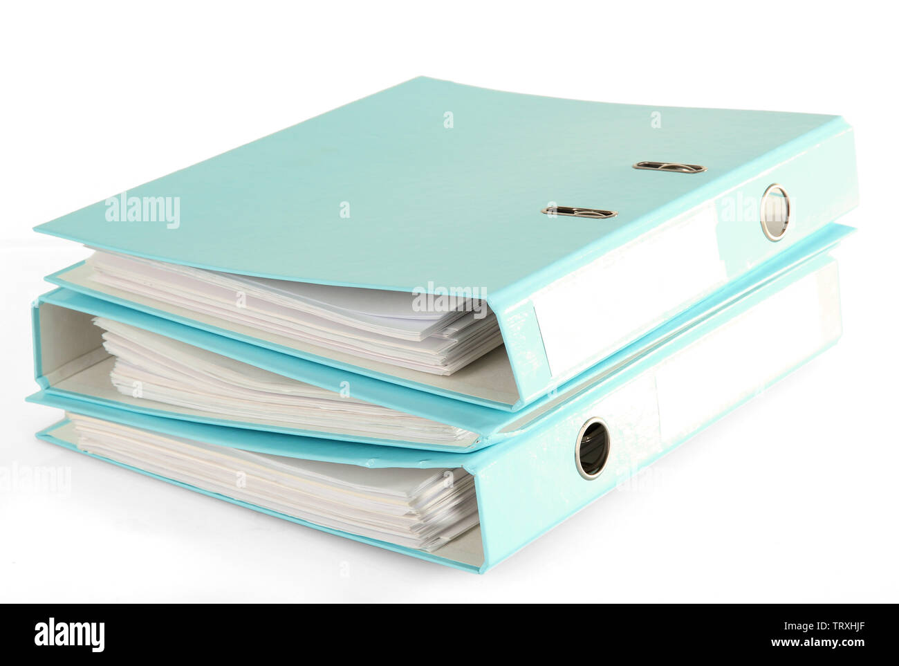 Blue folders, isolated on white Stock Photo - Alamy