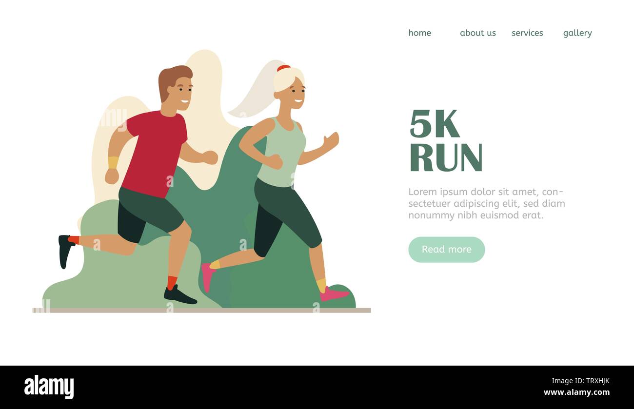 5k run landing page. Flat modern vector concept Stock Vector Image ...
