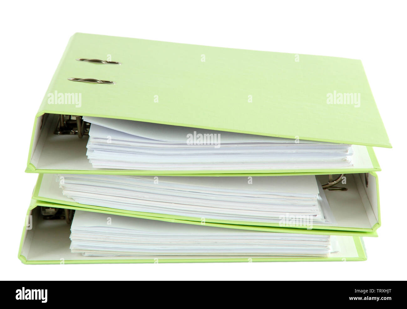 Green folders, isolated on white Stock Photo - Alamy