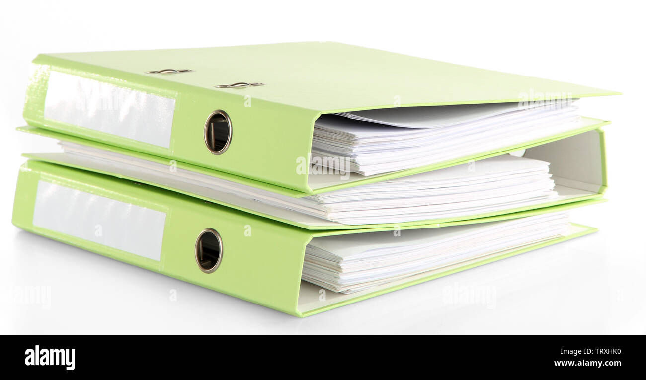 Green folders, isolated on white Stock Photo - Alamy