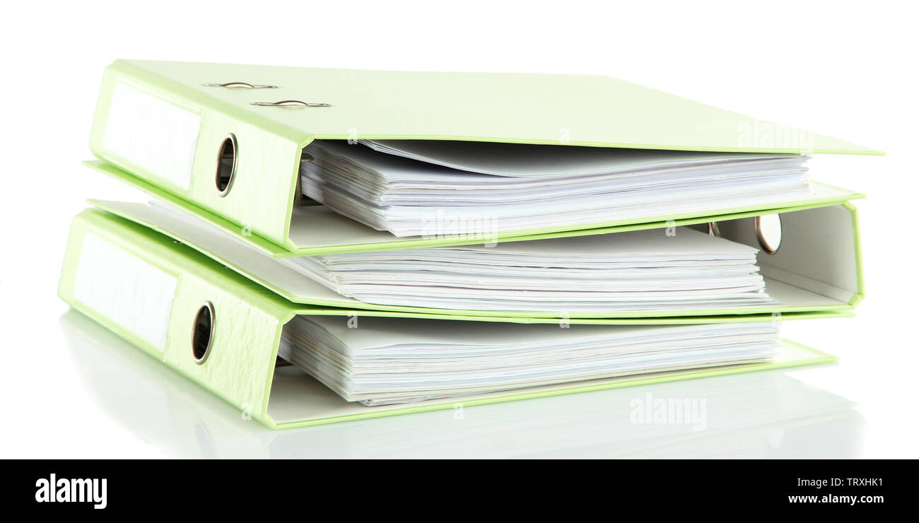 Green folders, isolated on white Stock Photo - Alamy