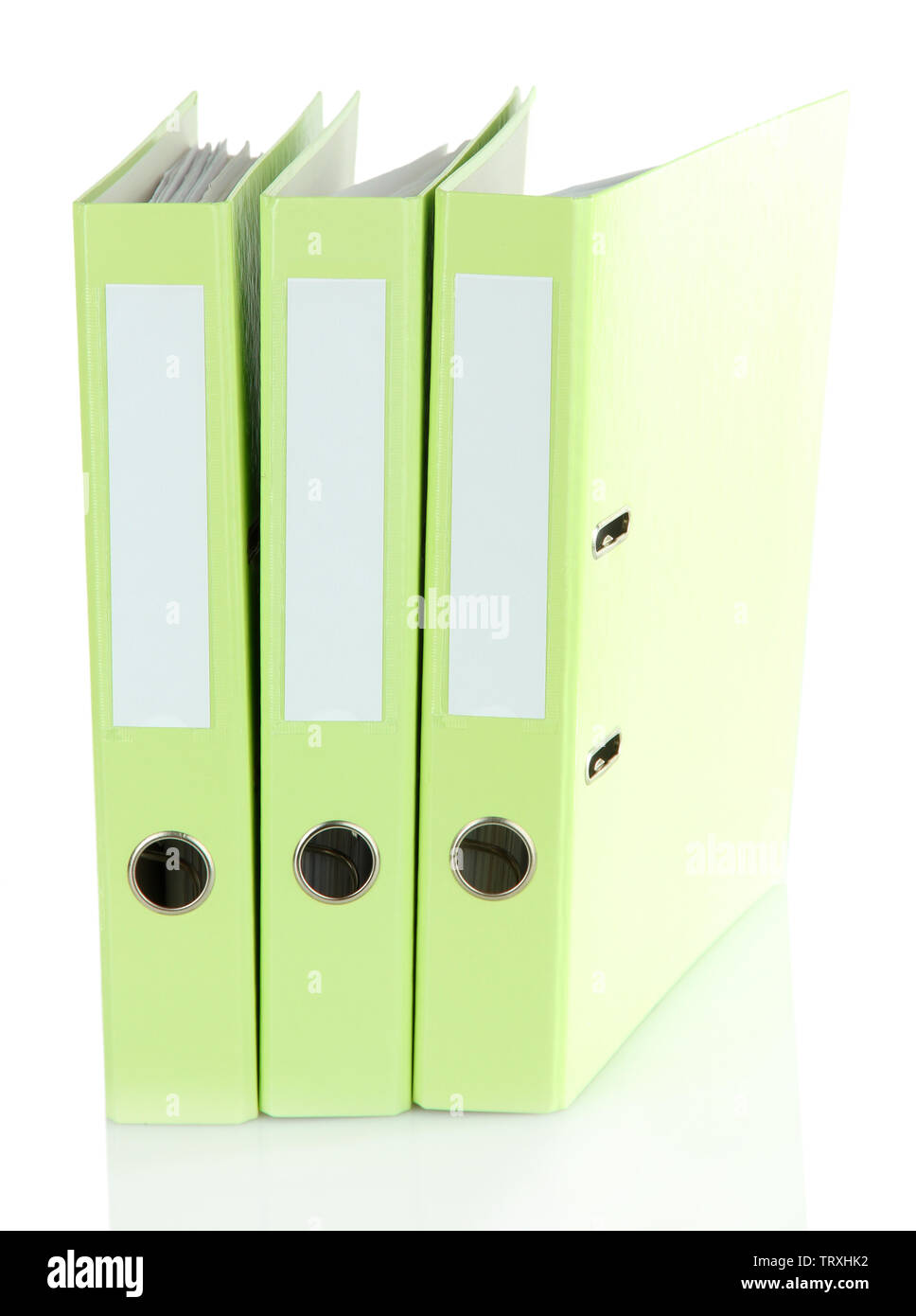 Green folders, isolated on white Stock Photo - Alamy