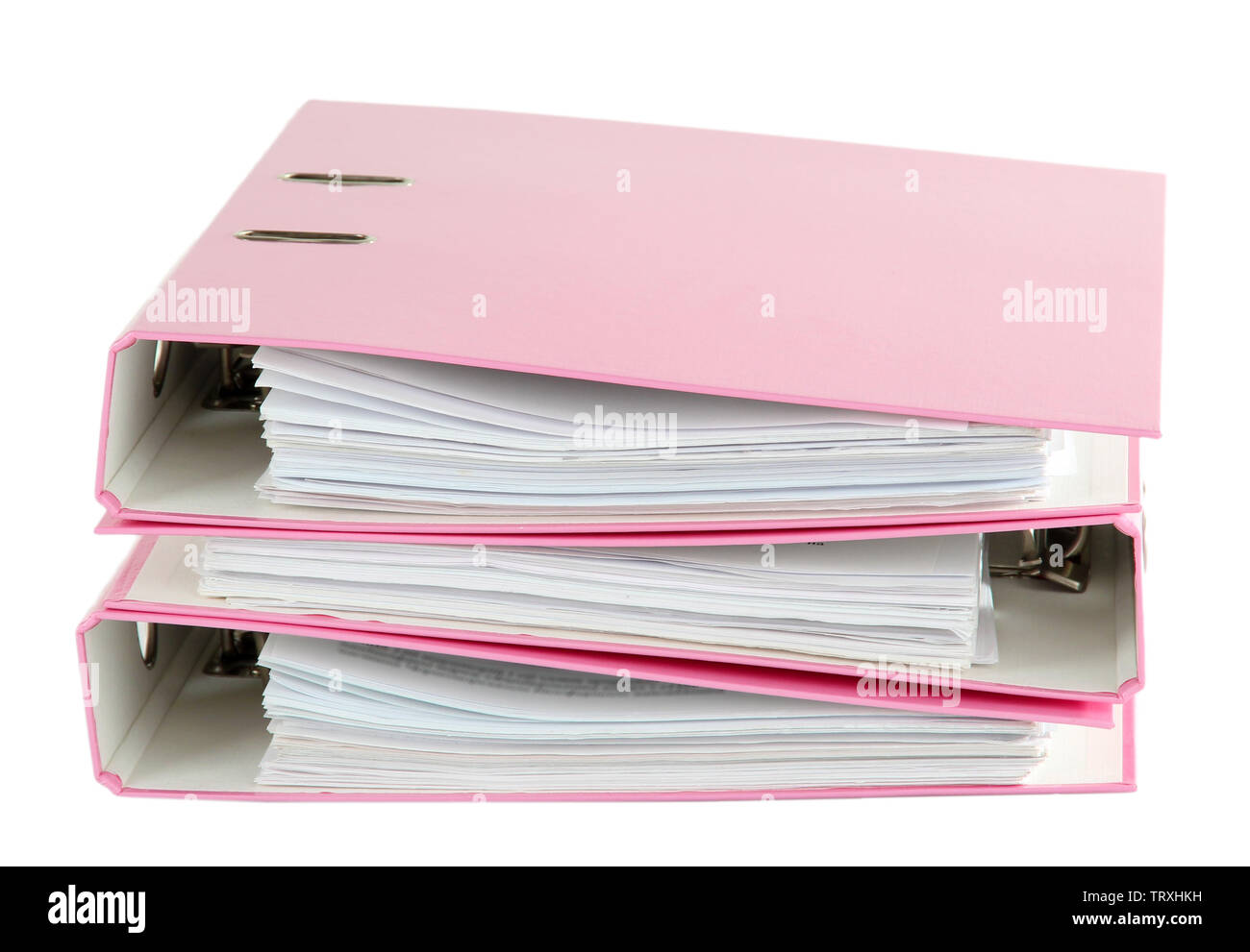 Pink folders, isolated on white Stock Photo - Alamy
