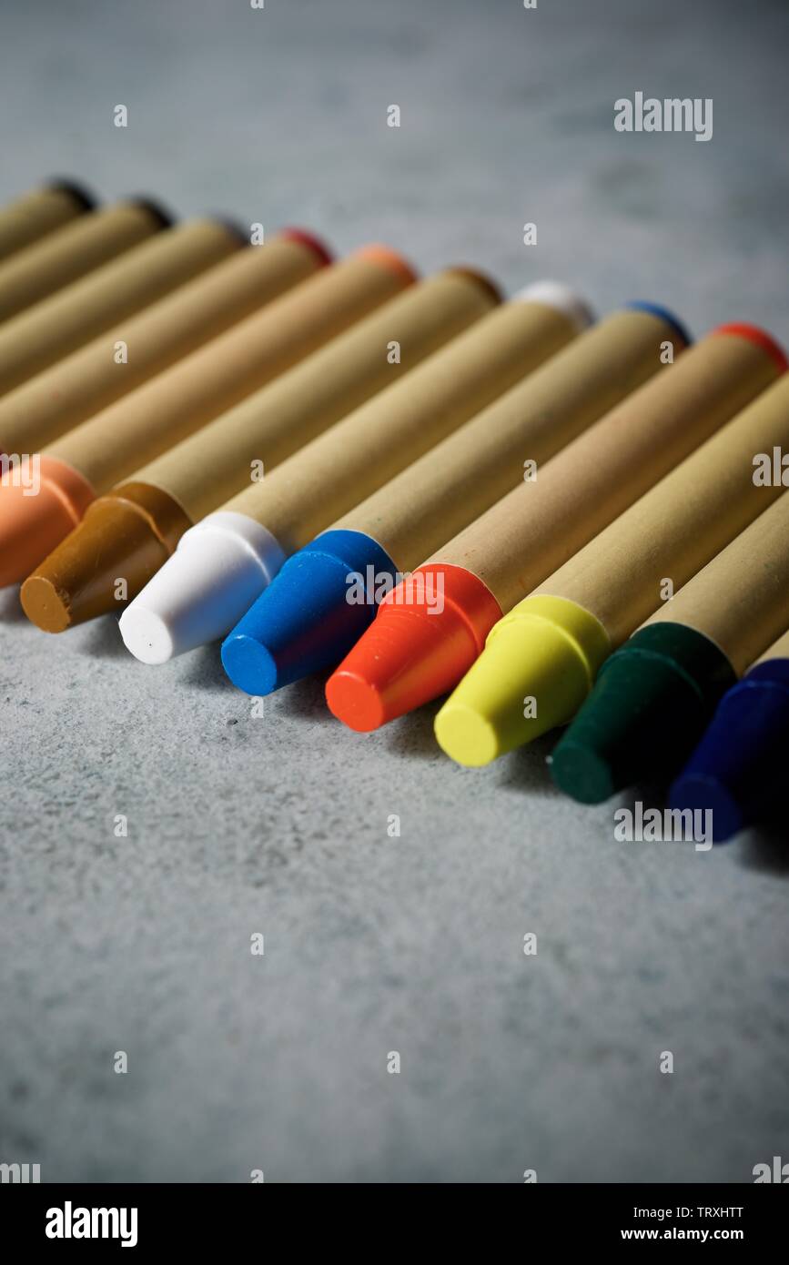 Wax crayons in a row hi-res stock photography and images - Alamy