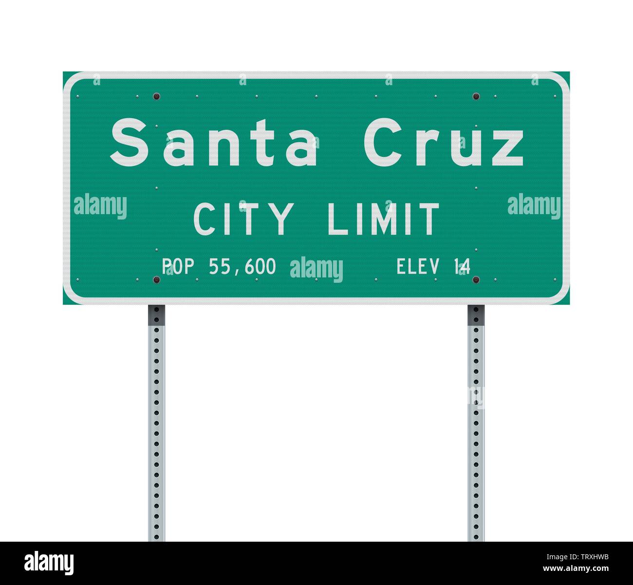 Vector illustration of the Santa Cruz City Limit green road sign Stock ...