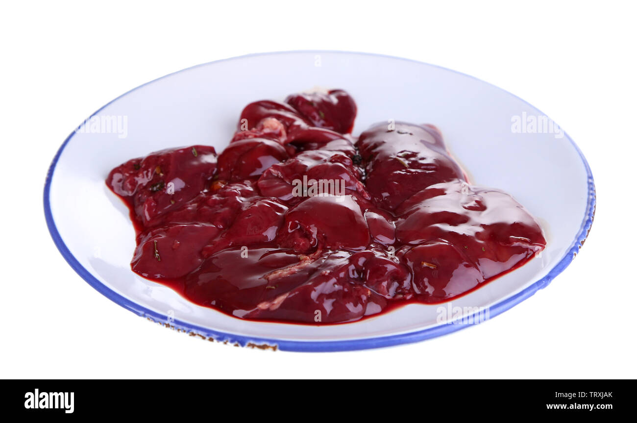 Raw liver on plate hi-res stock photography and images - Alamy