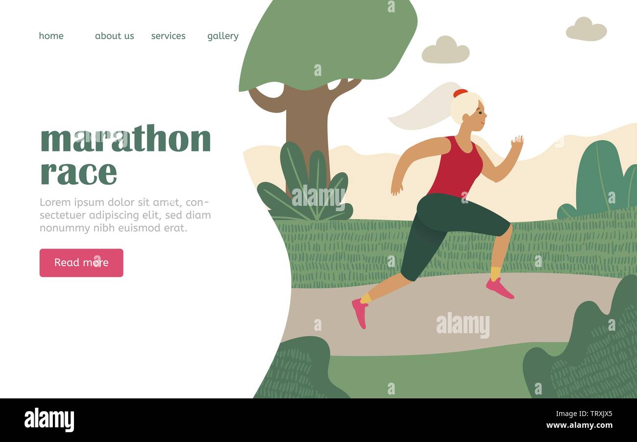 Marathon race landing page. Modern vector concept Stock Vector Image ...