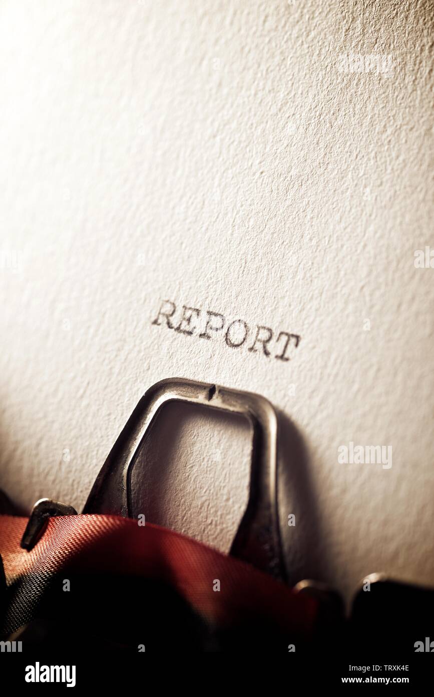 The word, Report, written with a typewriter Stock Photo - Alamy