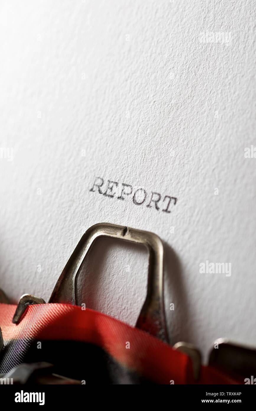 The word, Report, written with a typewriter Stock Photo - Alamy