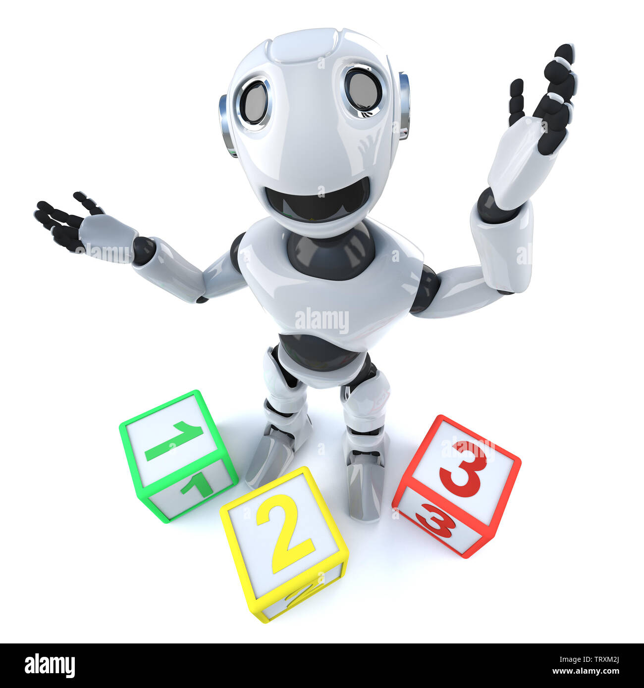 3d render of a funny cartoon robot using counting blocks Stock Photo ...